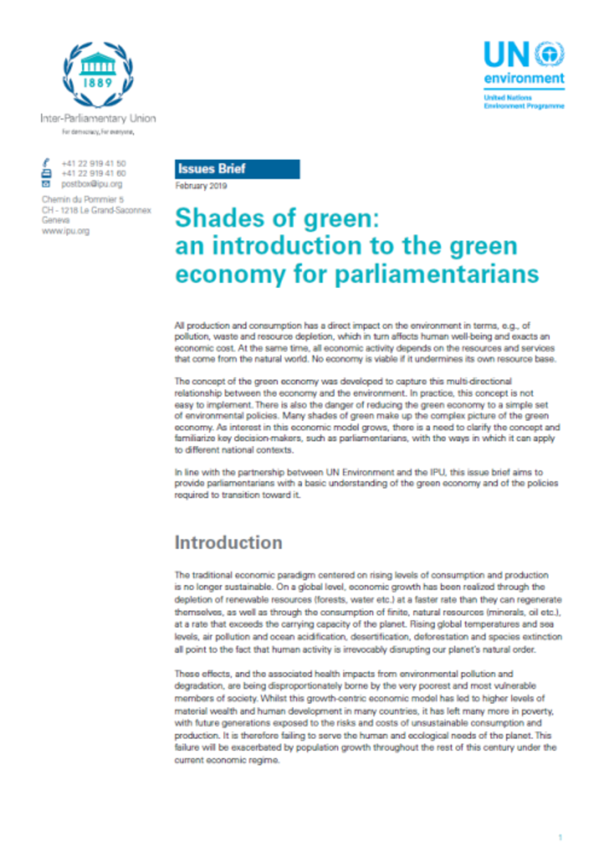 Shades of green: an introduction to the green economy for ...