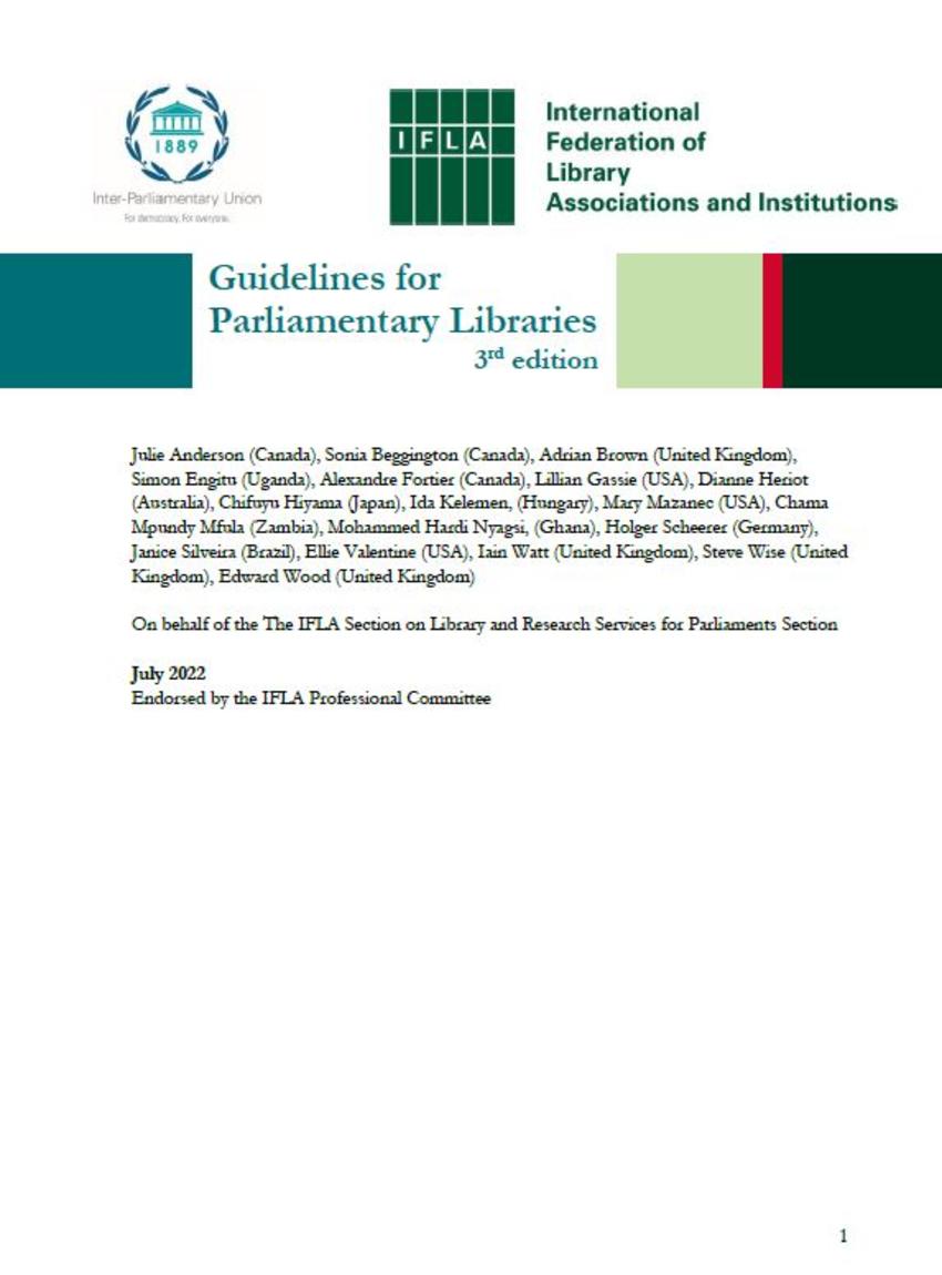 Guidelines for Parliamentary Libraries (3rd edition) | Inter ...